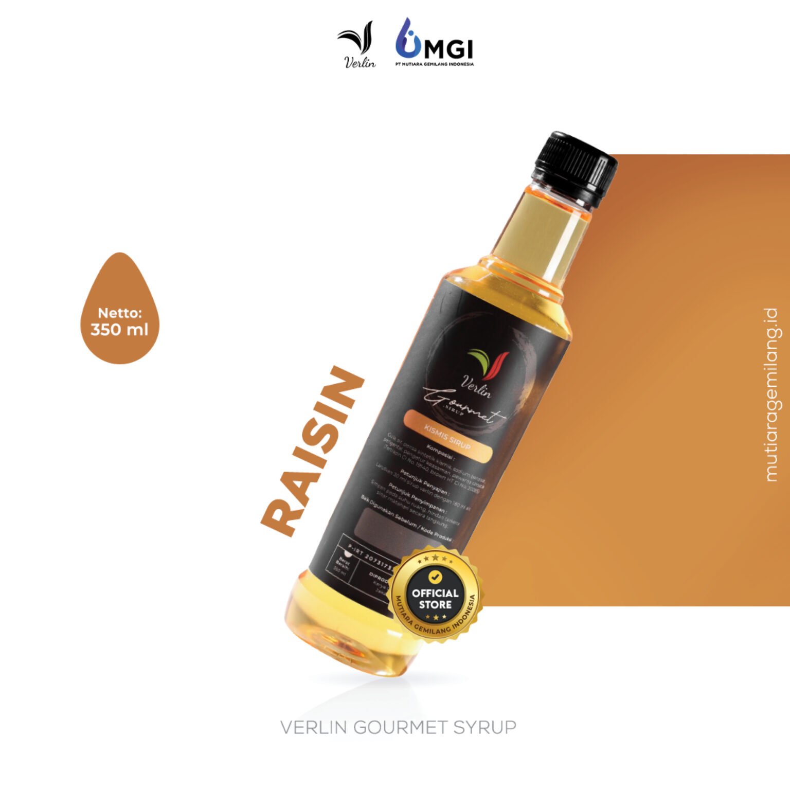 VERLIN Gourmet Syrup Rum Raisin ( Halal ) - Bubuk Minuman Verlin